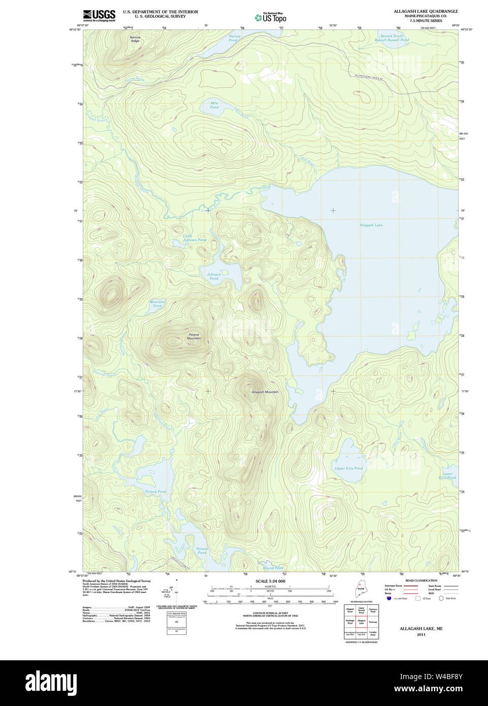 Maine USGS Historical Map Allagash Lake 20110906 TM Restoration Stock ...
