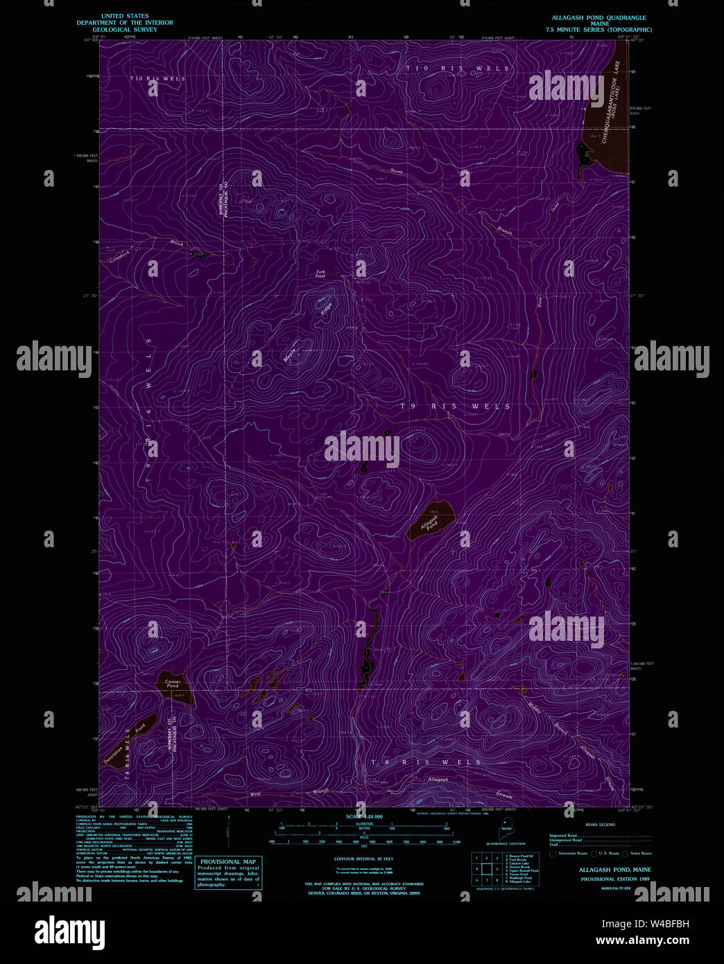 Maine USGS Historical Map Allagash Pond 104866 1989 24000 Inversion ...