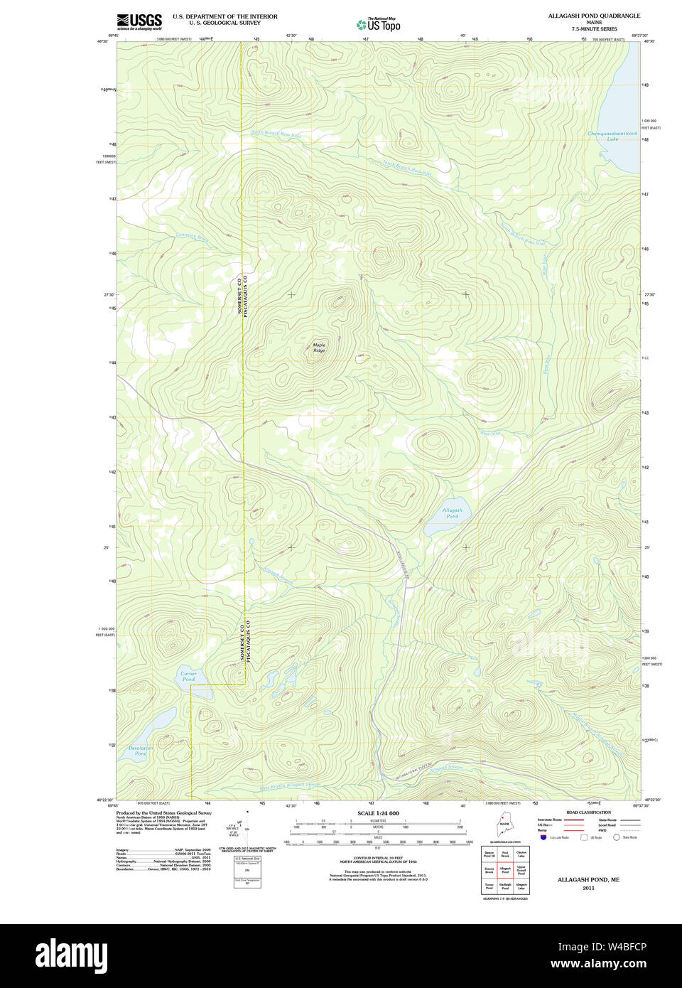Maine USGS Historical Map Allagash Pond 20110910 TM Restoration Stock ...