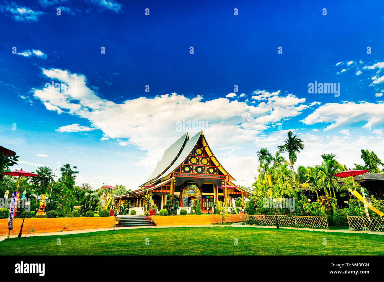 Amazing Buddhist Thailand temple in traditional thai architecture on ...