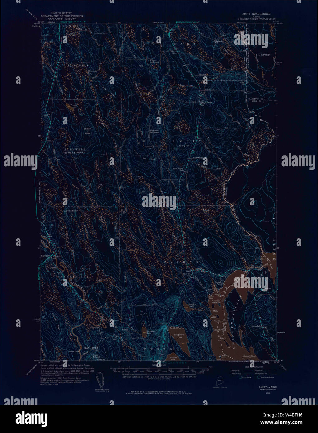 Maine USGS Historical Map Amity 306439 1958 62500 Inversion Restoration ...