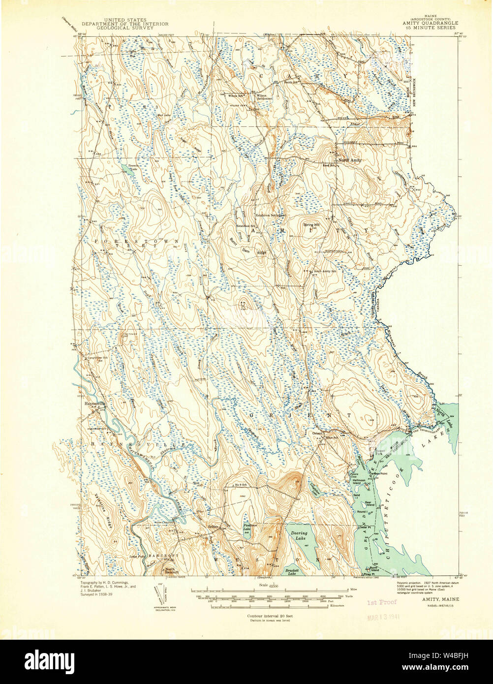 Maine USGS Historical Map Amity 460084 1940 62500 Restoration Stock ...
