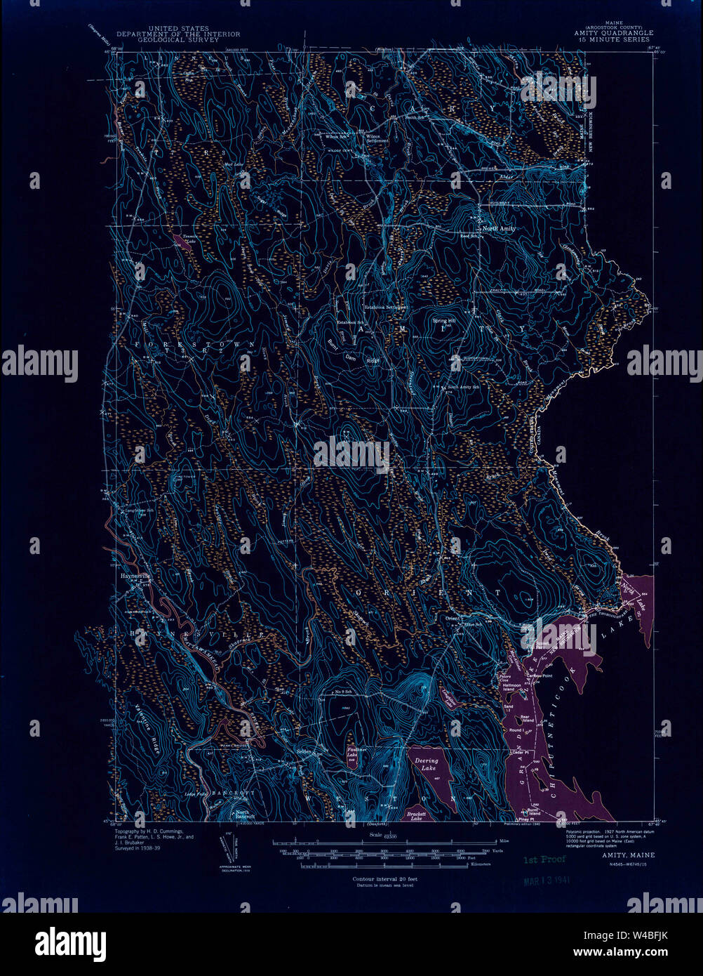 Maine USGS Historical Map Amity 460084 1940 62500 Inversion Restoration ...