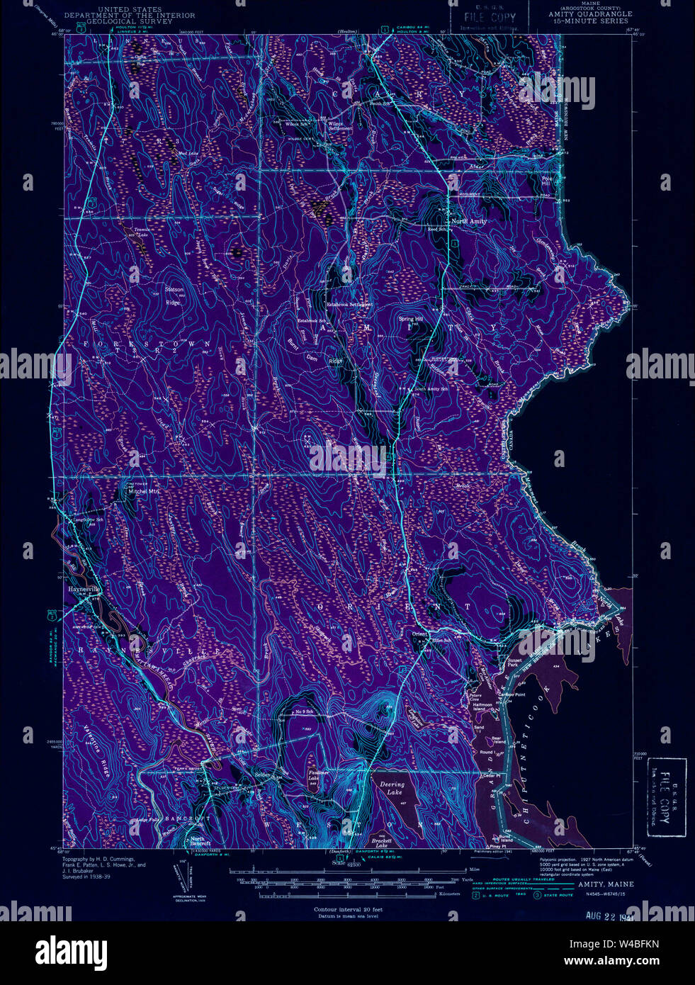 Maine USGS Historical Map Amity 460086 1941 62500 Inversion Restoration ...
