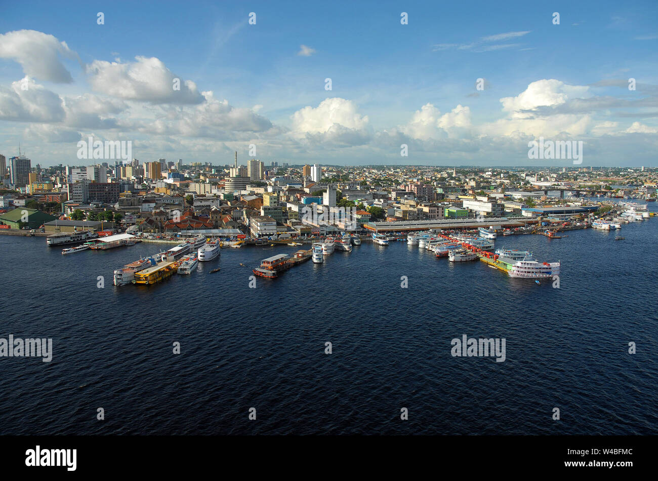 Aerial view of the regional craft port of the city of Manaus, capital ...
