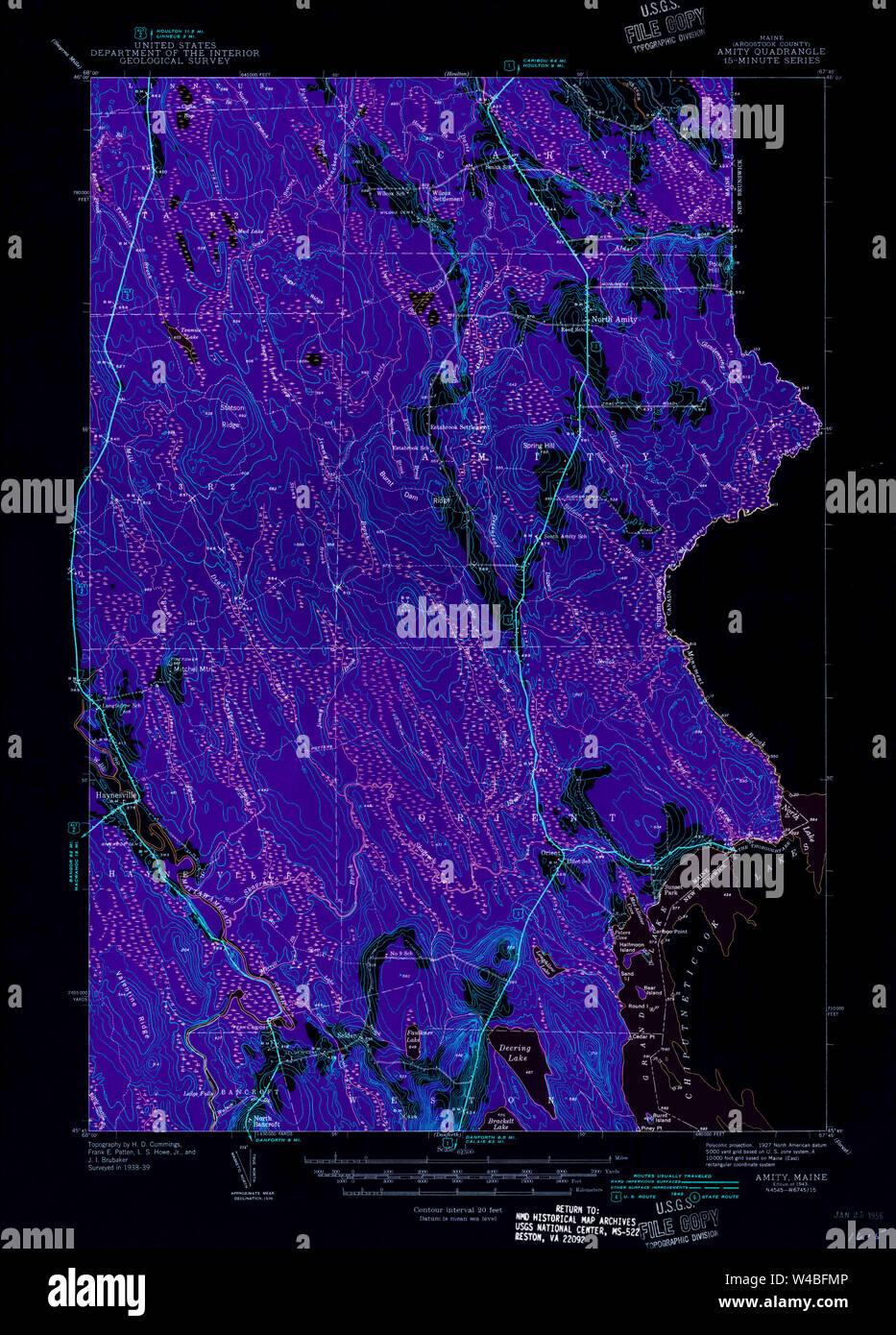 Maine USGS Historical Map Amity 460105 1943 62500 Inversion Restoration ...