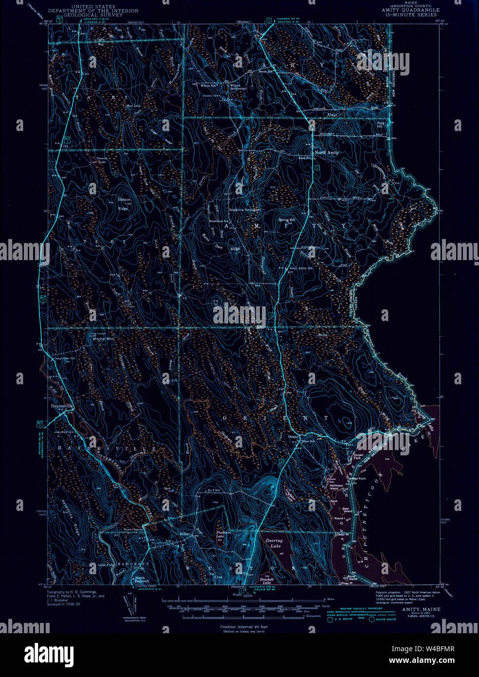 Maine USGS Historical Map Amity 460087 1943 62500 Inversion Restoration ...