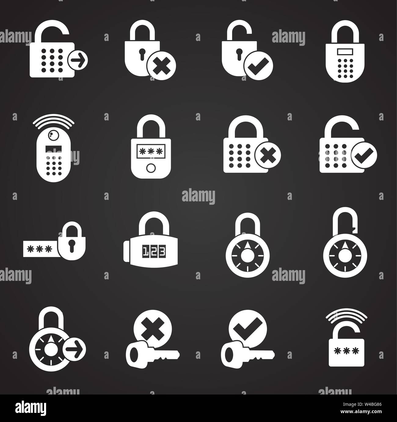 Smart lock icons set on background for graphic and web design. Simple ...