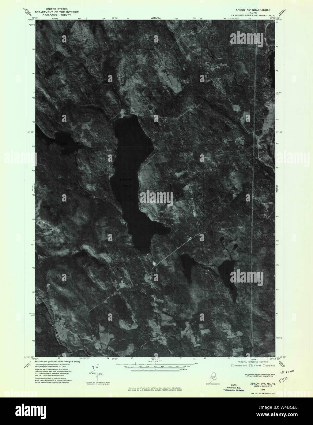 Maine USGS Historical Map Anson NW 806459 1975 24000 Restoration Stock ...