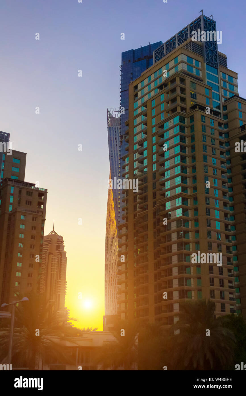 District downtown. View of the beautiful modern high-rise buildings ...