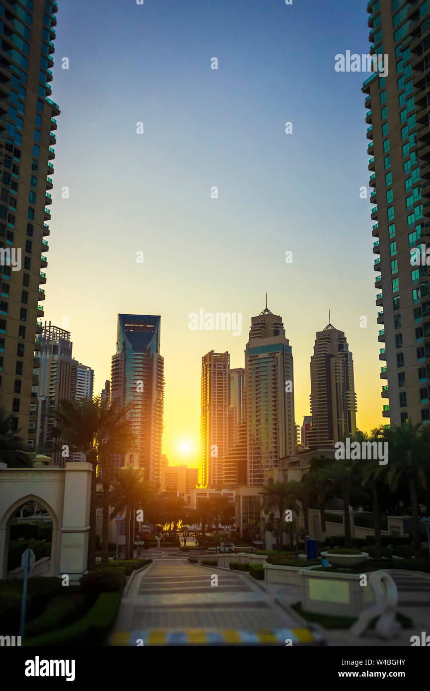 District downtown. View of the beautiful modern high-rise buildings ...