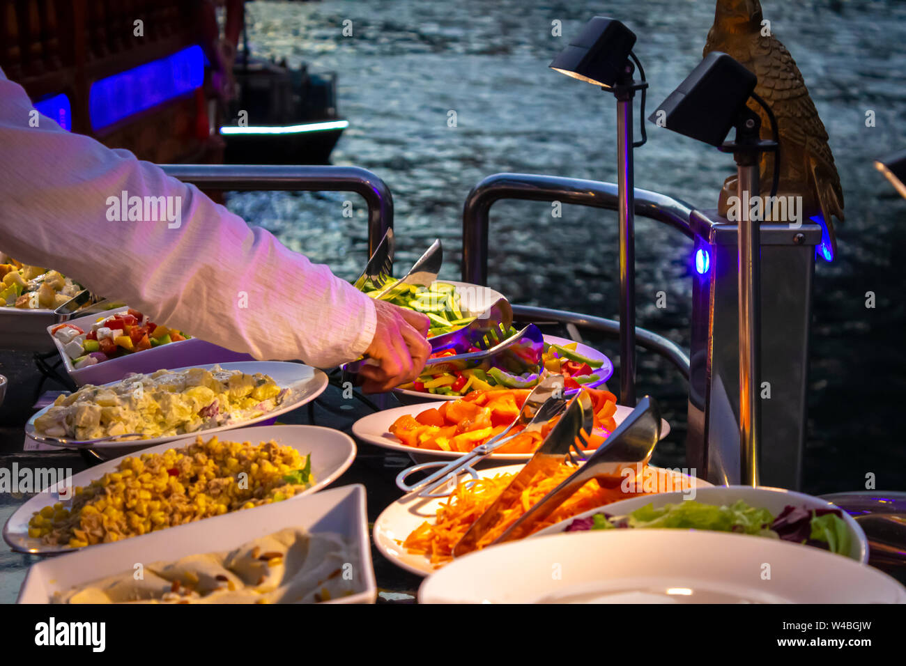 Different salads on a buffet close up Stock Photo - Alamy