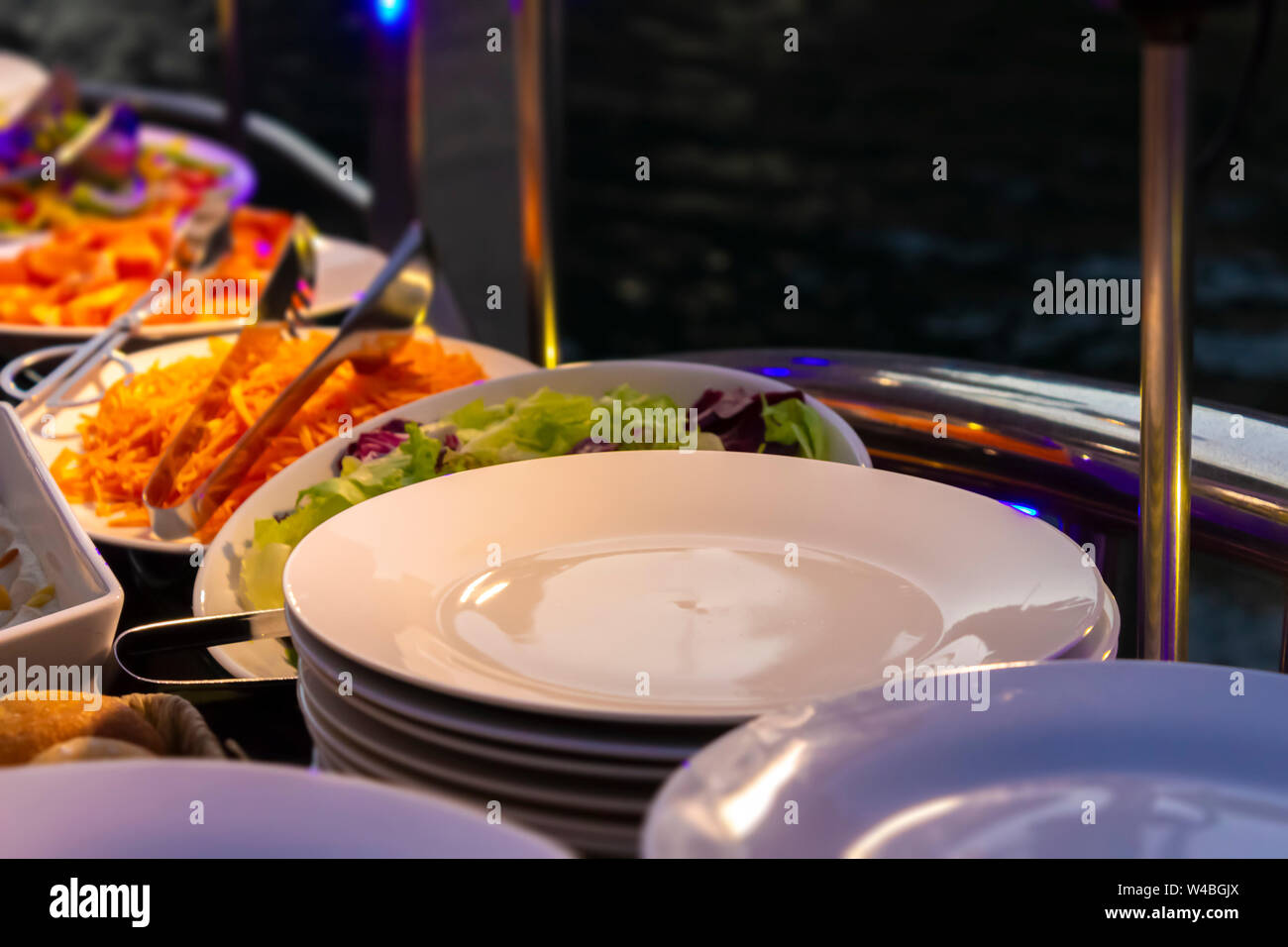 Different salads on a buffet close up Stock Photo - Alamy