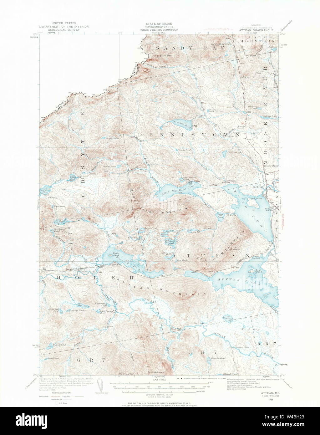 Maine USGS Historical Map Attean 306446 1923 62500 Restoration Stock ...