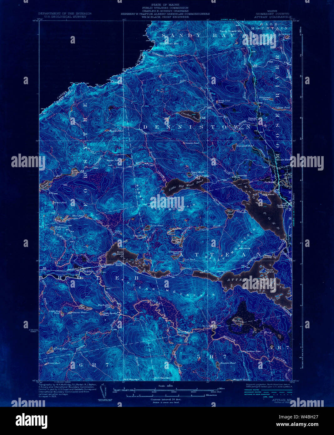 Maine USGS Historical Map Attean 460120 1925 62500 Inversion ...