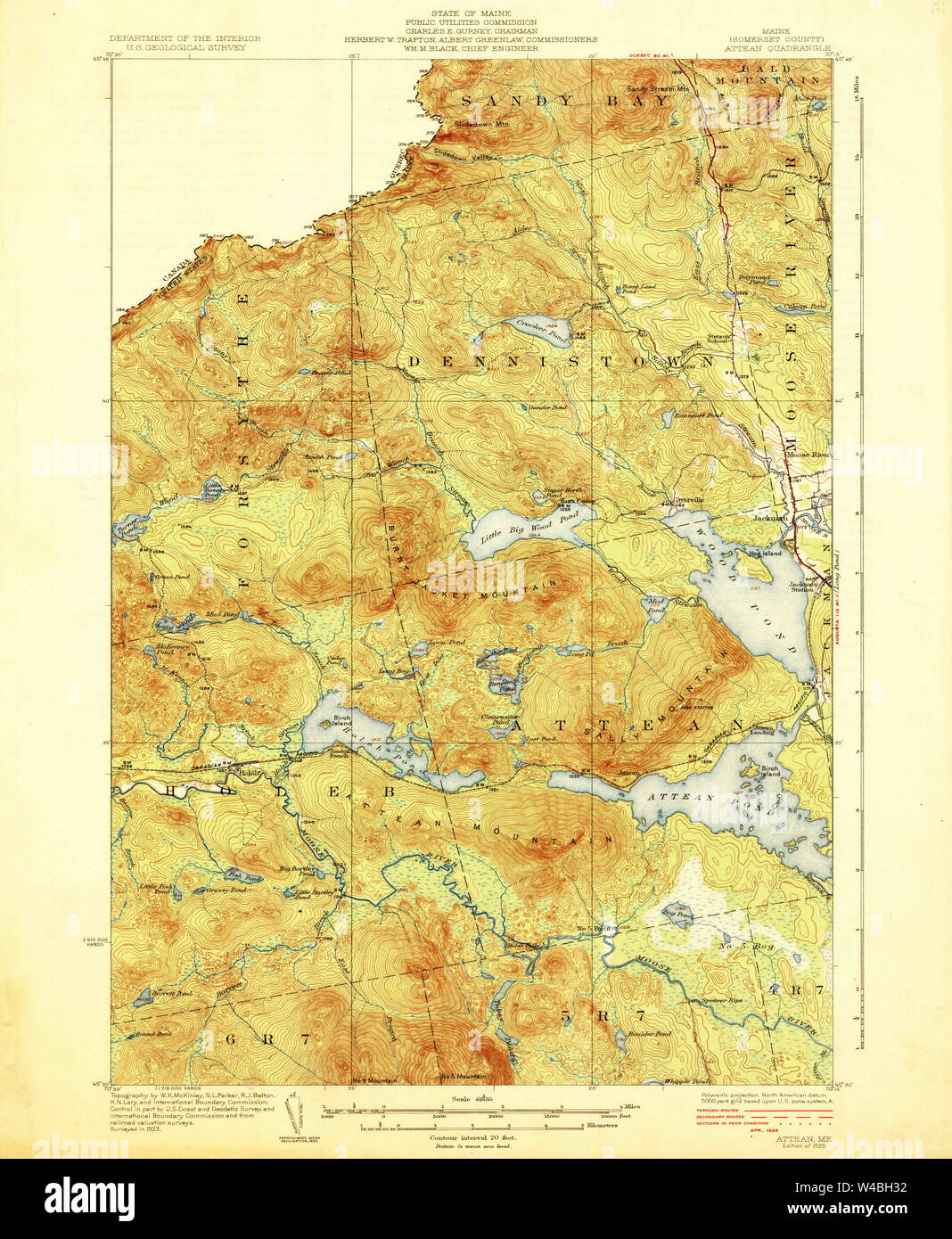 Maine USGS Historical Map Attean 460120 1925 62500 Restoration Stock ...