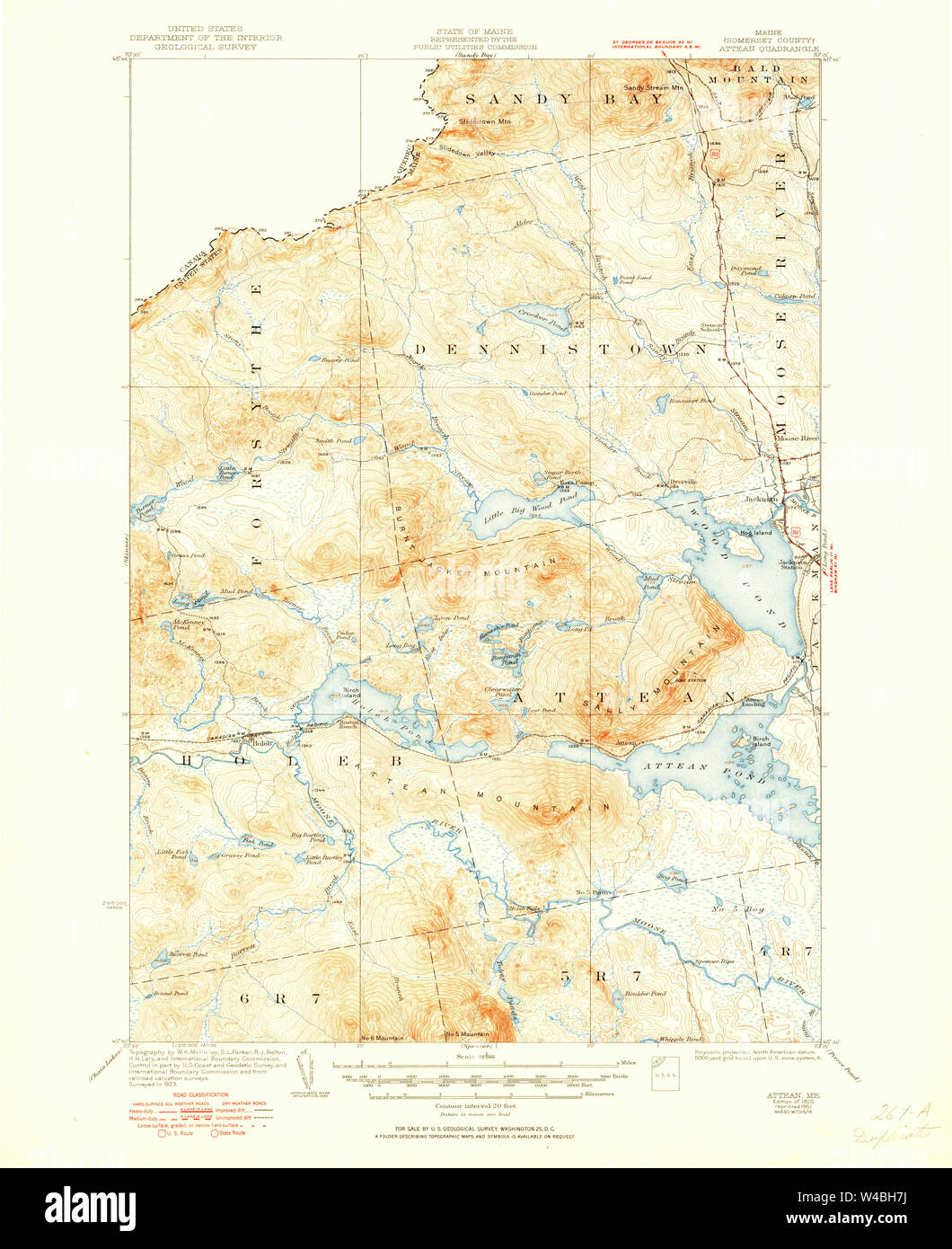 Maine USGS Historical Map Attean 460124 1925 62500 Restoration Stock ...