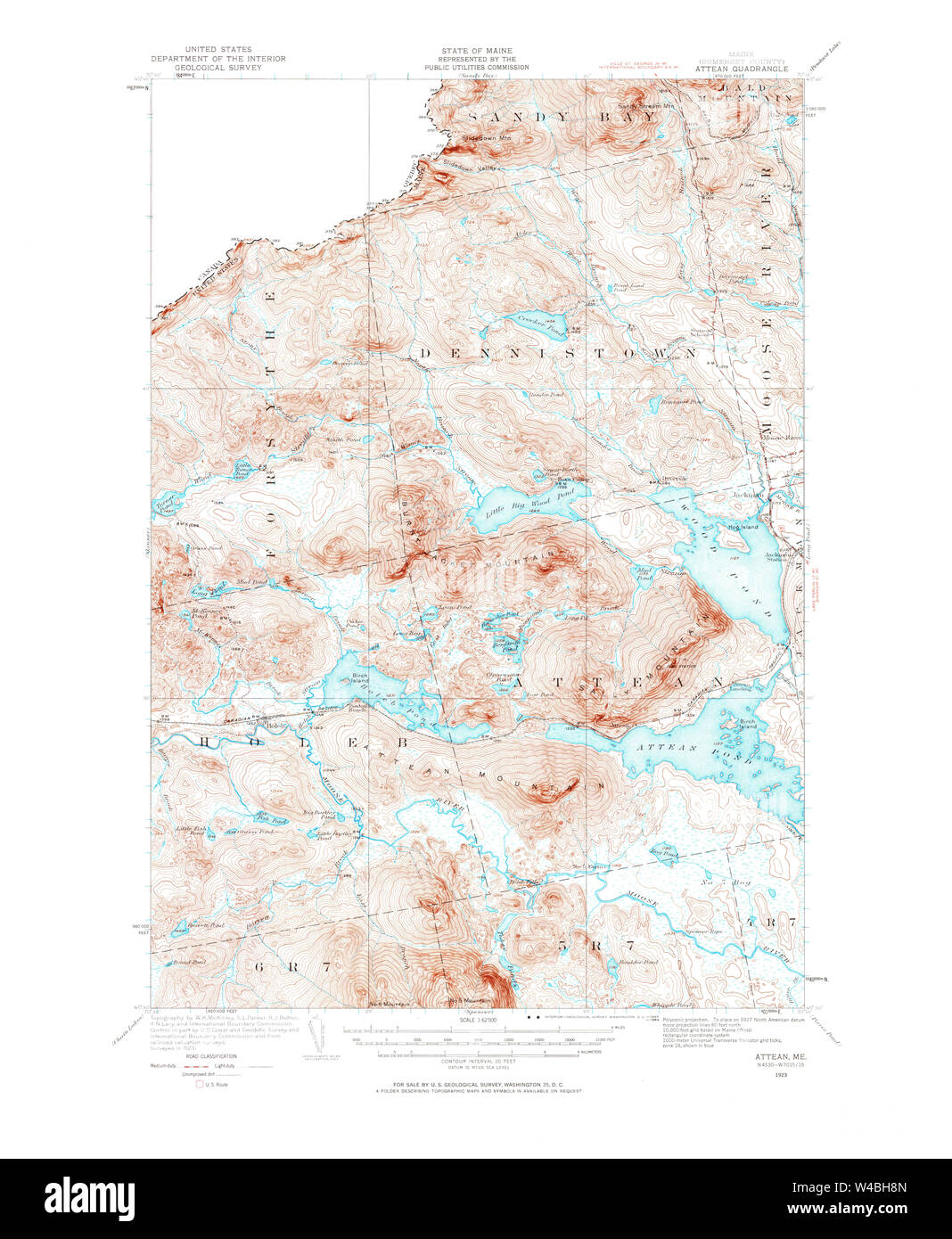 Maine USGS Historical Map Attean 460126 1923 62500 Restoration Stock ...