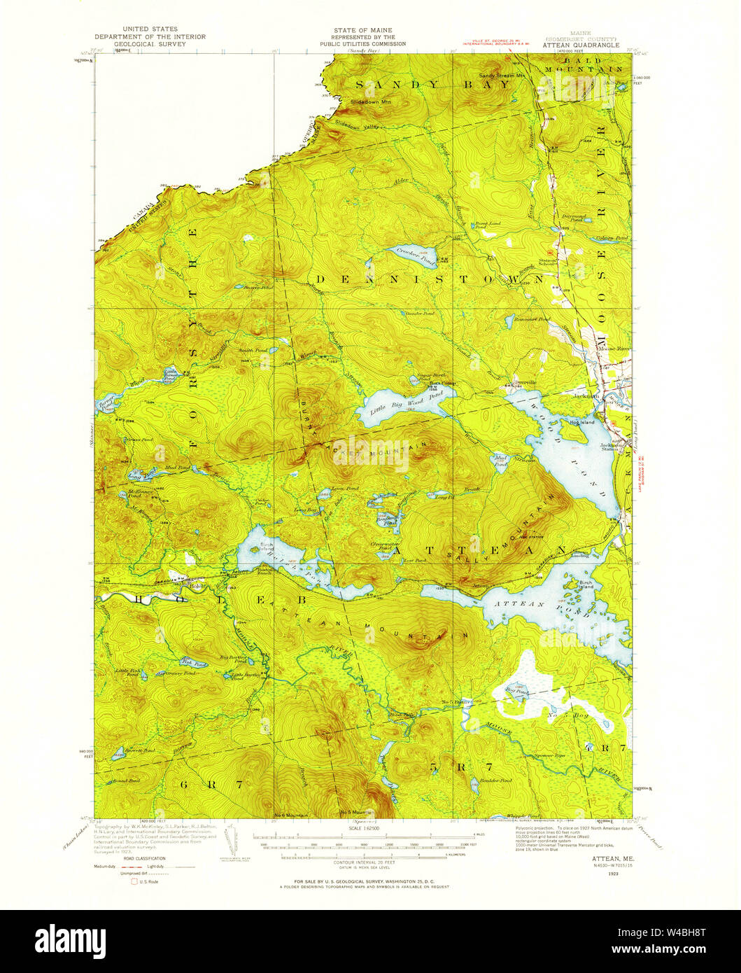 Maine USGS Historical Map Attean 460125 1925 62500 Restoration Stock ...