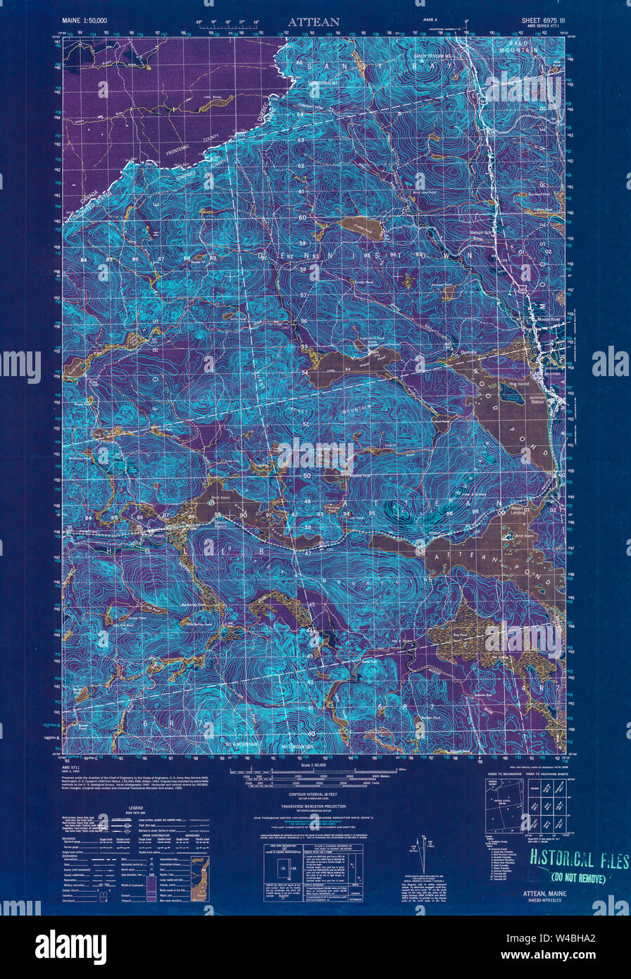 Maine USGS Historical Map Attean 806468 1950 50000 Inversion ...