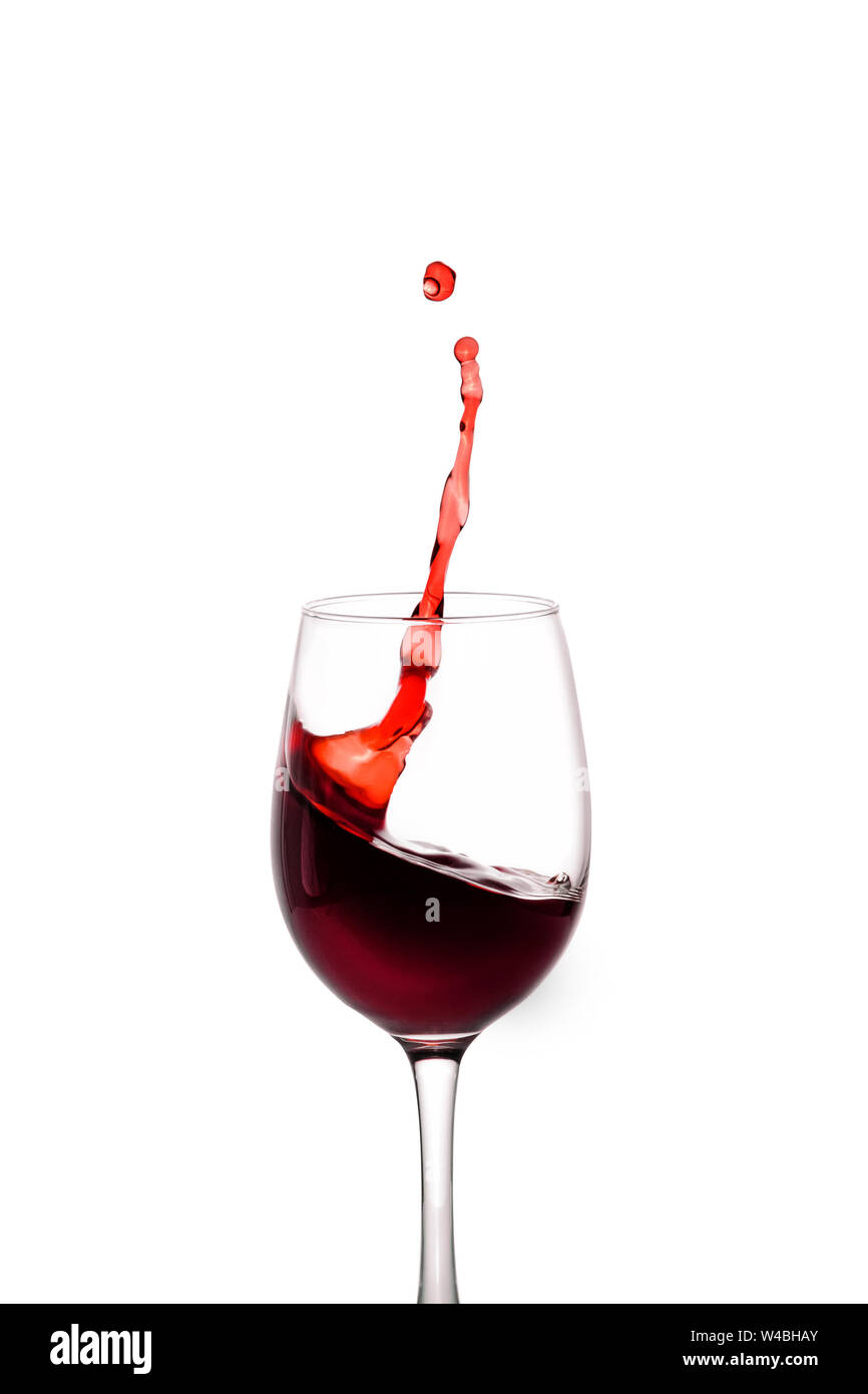 splash of red wine in glass isolated on white background Stock Photo ...