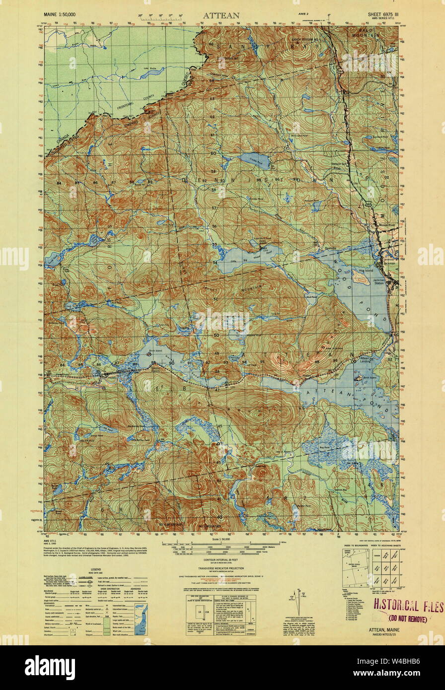 Maine USGS Historical Map Attean 806468 1950 50000 Restoration Stock ...