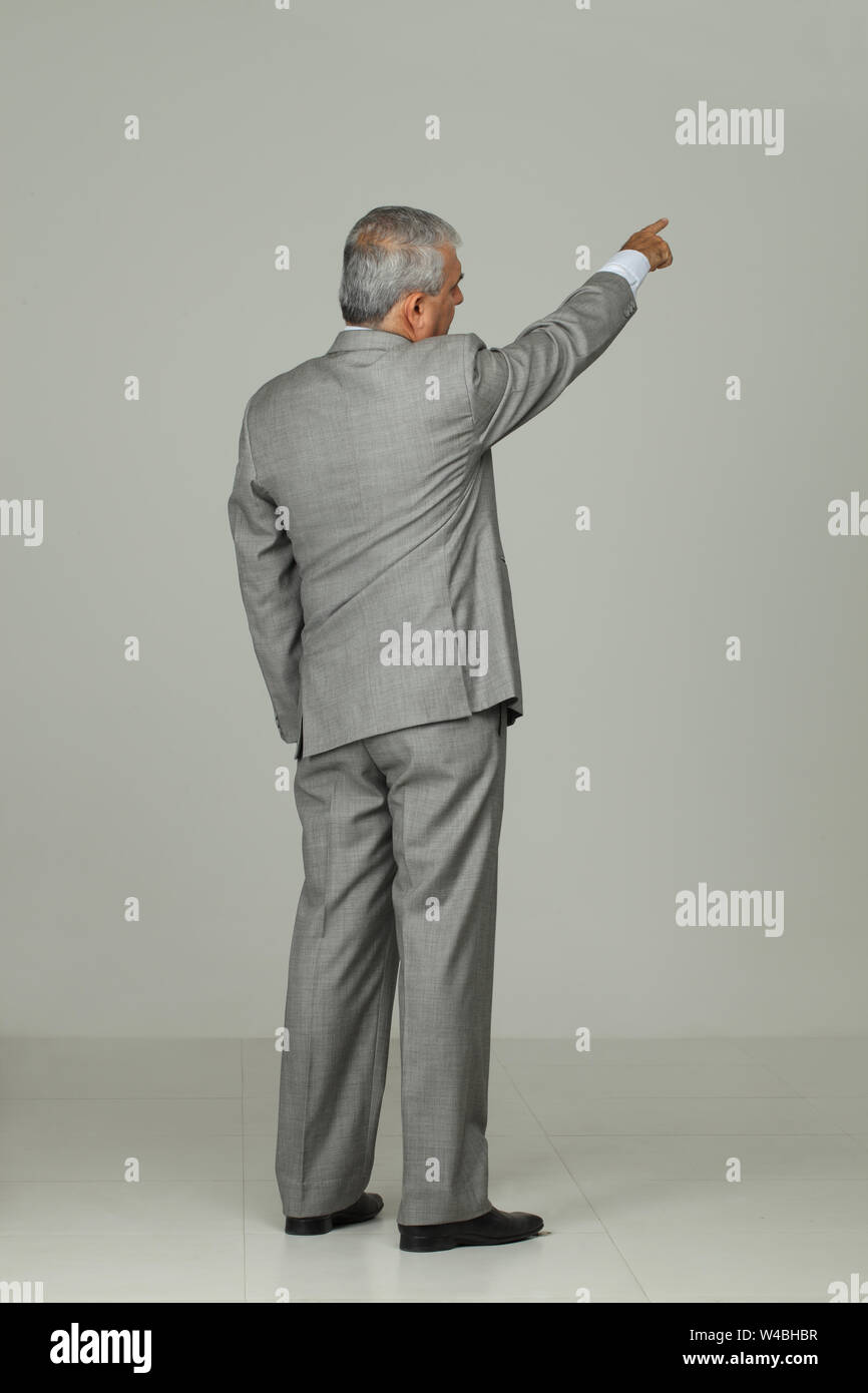 Indian rear view of a businessman pointing Stock Photo - Alamy