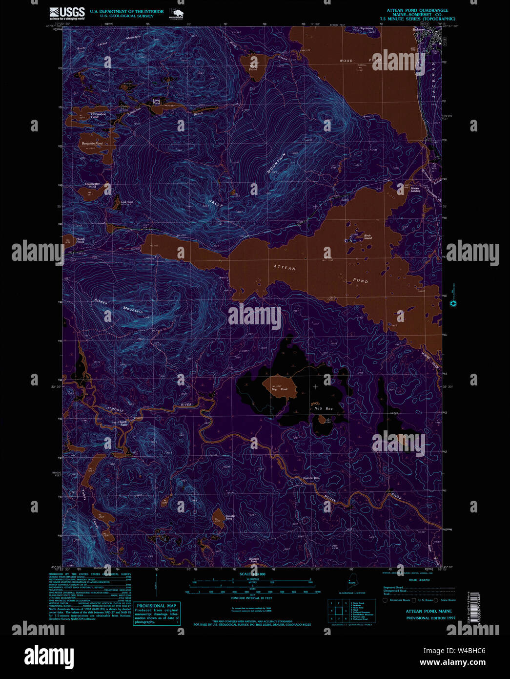 Maine USGS Historical Map Attean Pond 104879 1997 24000 Inversion ...