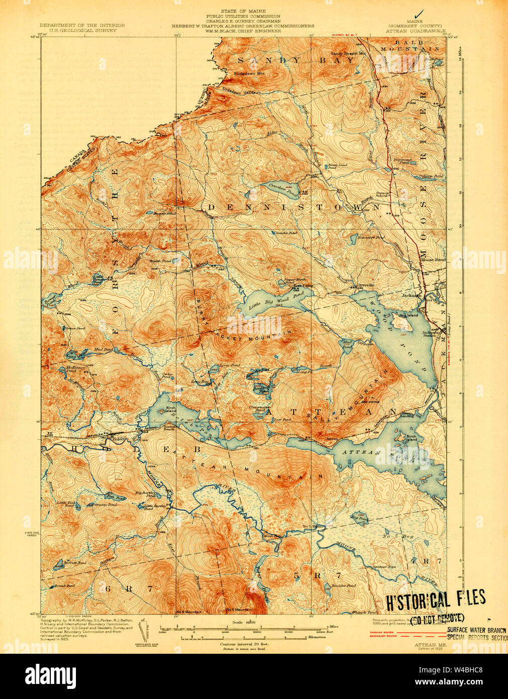 Maine USGS Historical Map Attean 807347 1925 62500 Restoration Stock ...