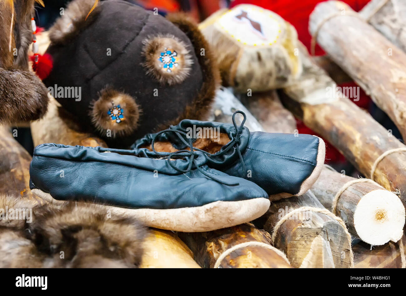 traditional Koryak dress at the exhibition Close up Stock Photo - Alamy
