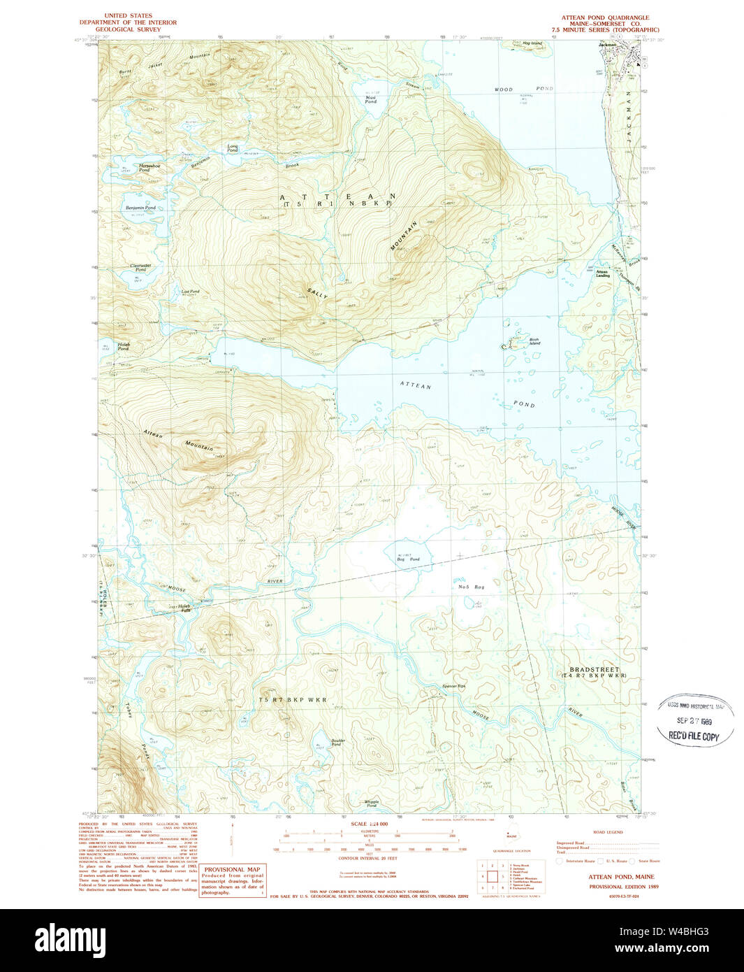 Maine USGS Historical Map Attean Pond 460127 1989 24000 Restoration ...