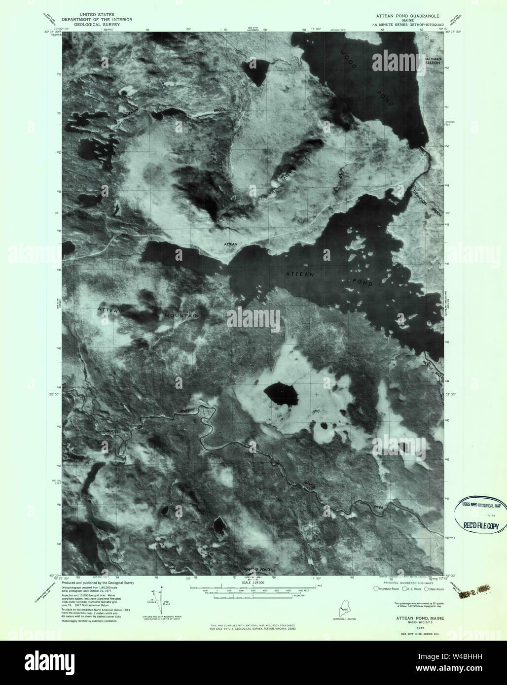 Maine USGS Historical Map Attean Pond 806469 1977 24000 Restoration ...