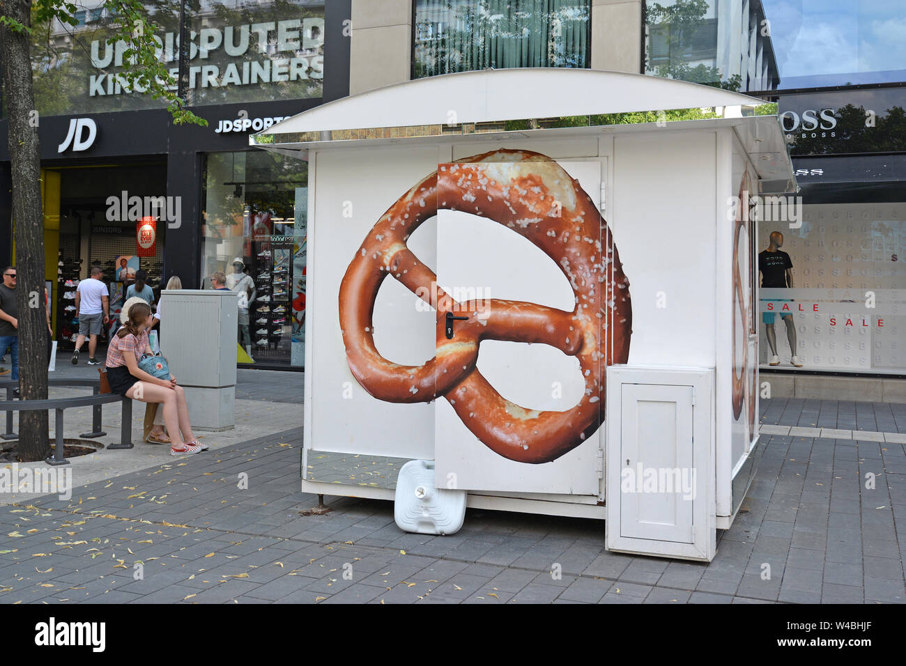 Mannheim, Germany - July 2019: Mobile food stand selling traditiona ...