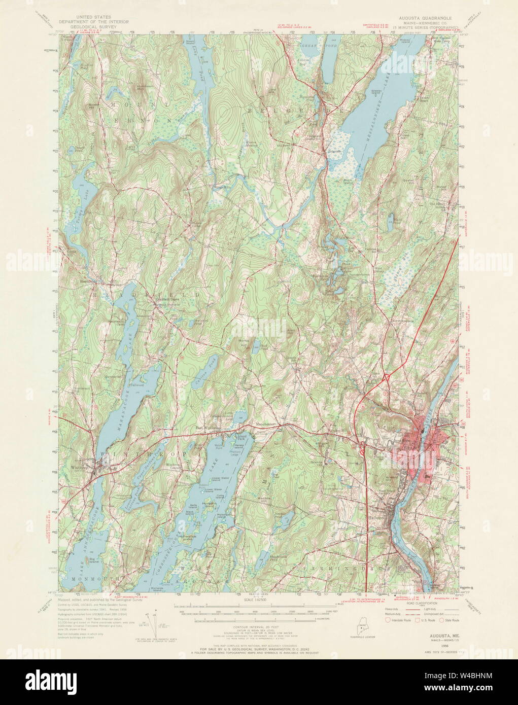 Maine USGS Historical Map Augusta 306448 1956 62500 Restoration Stock ...