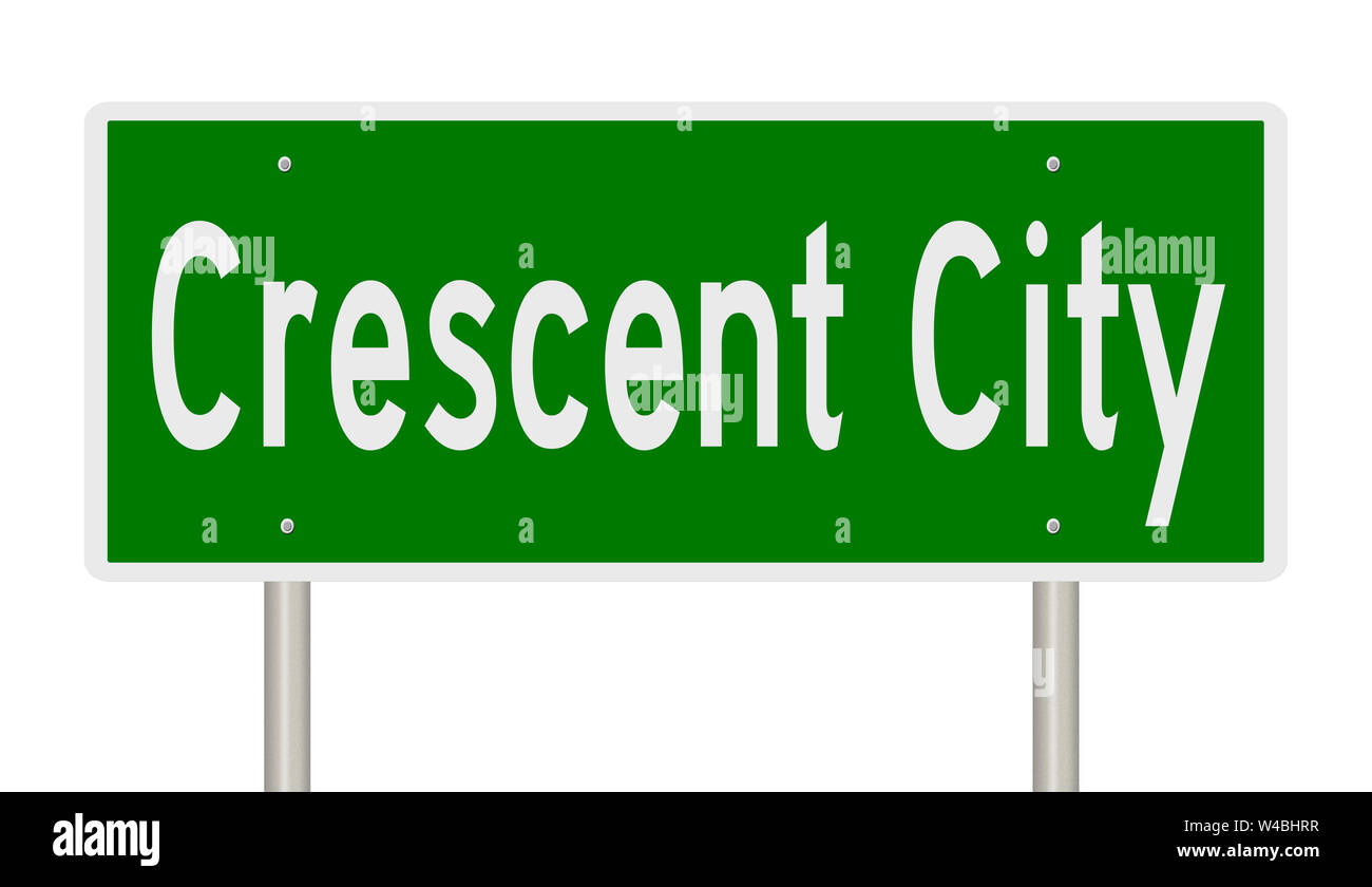 A rendering of a green highway sign for Crescent City California Stock ...