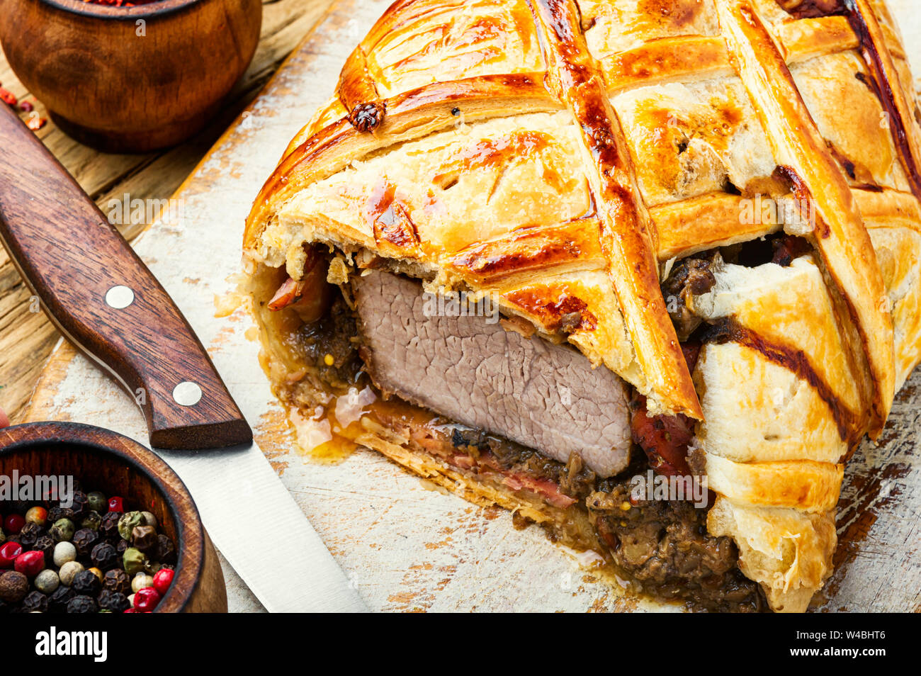 Homemade beef Wellington.Meat, baked in puff pastry Stock Photo - Alamy
