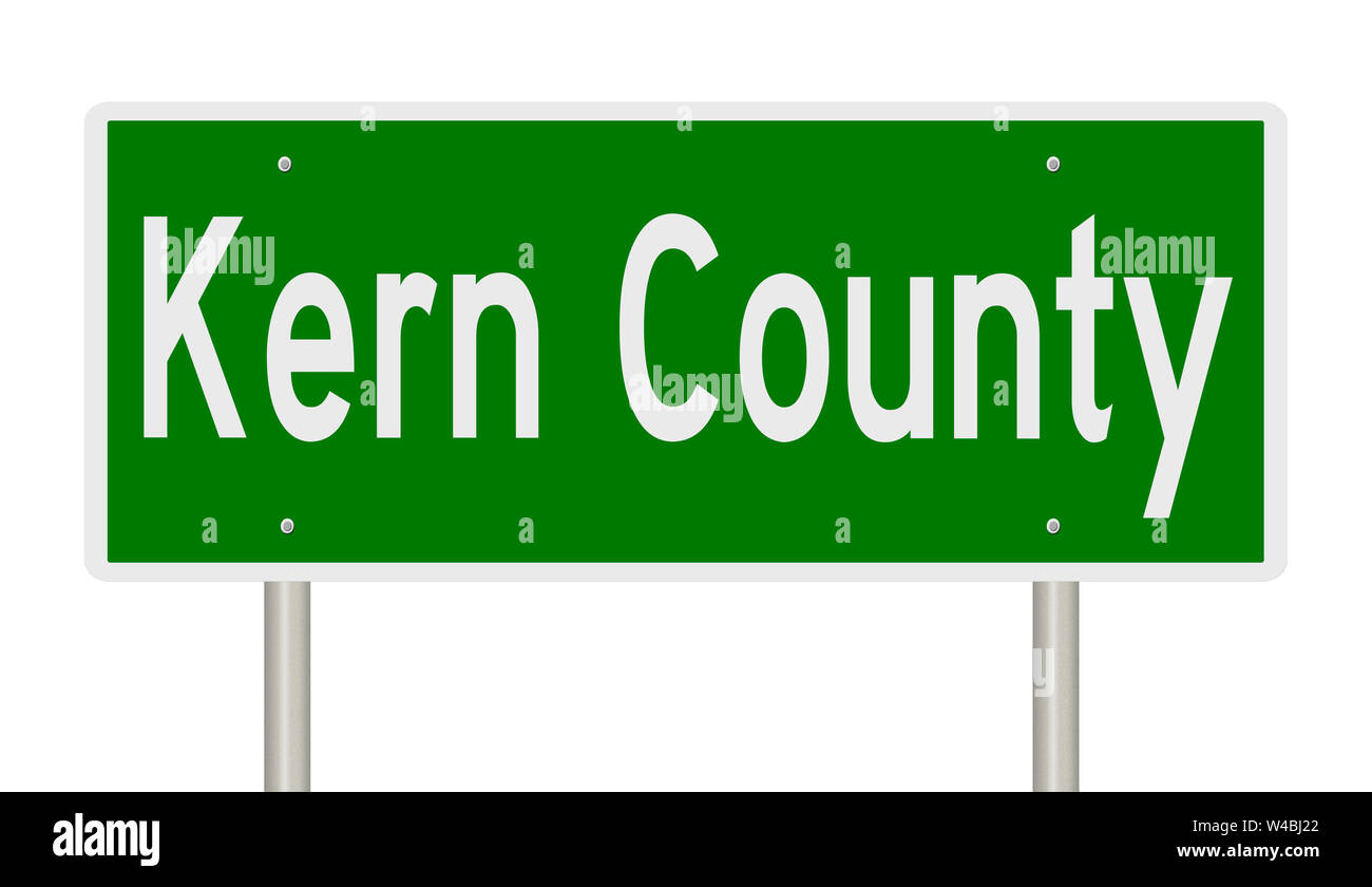 Rendering of a green highway sign for Kern County California Stock ...