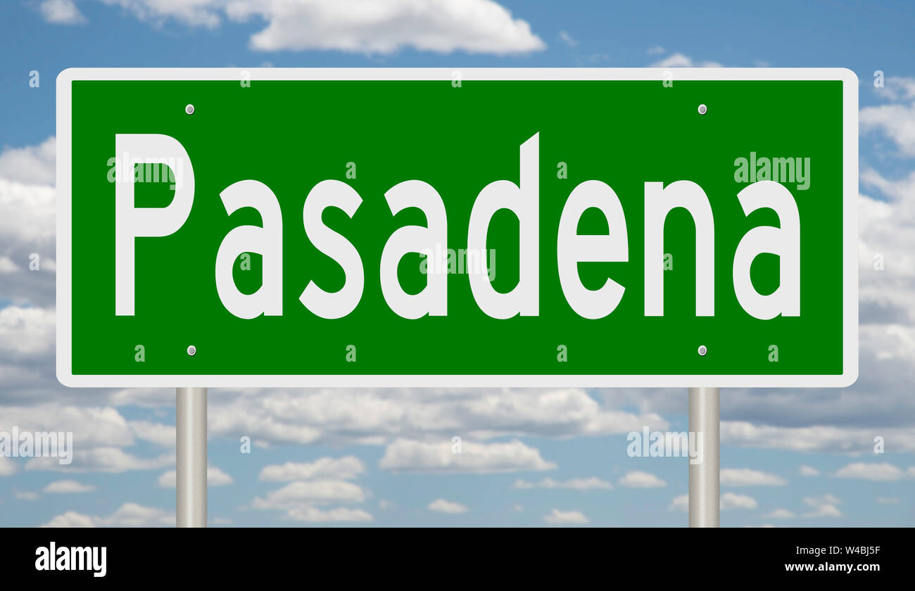 Rendering of a green highway sign for Pasadena Stock Photo - Alamy