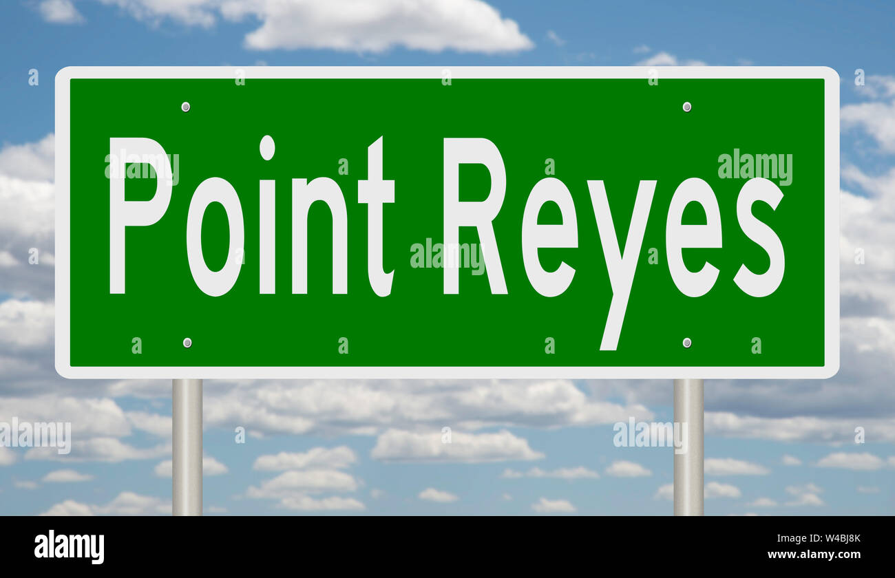 Rendering of a green highway sign for Point Reyes California Stock ...