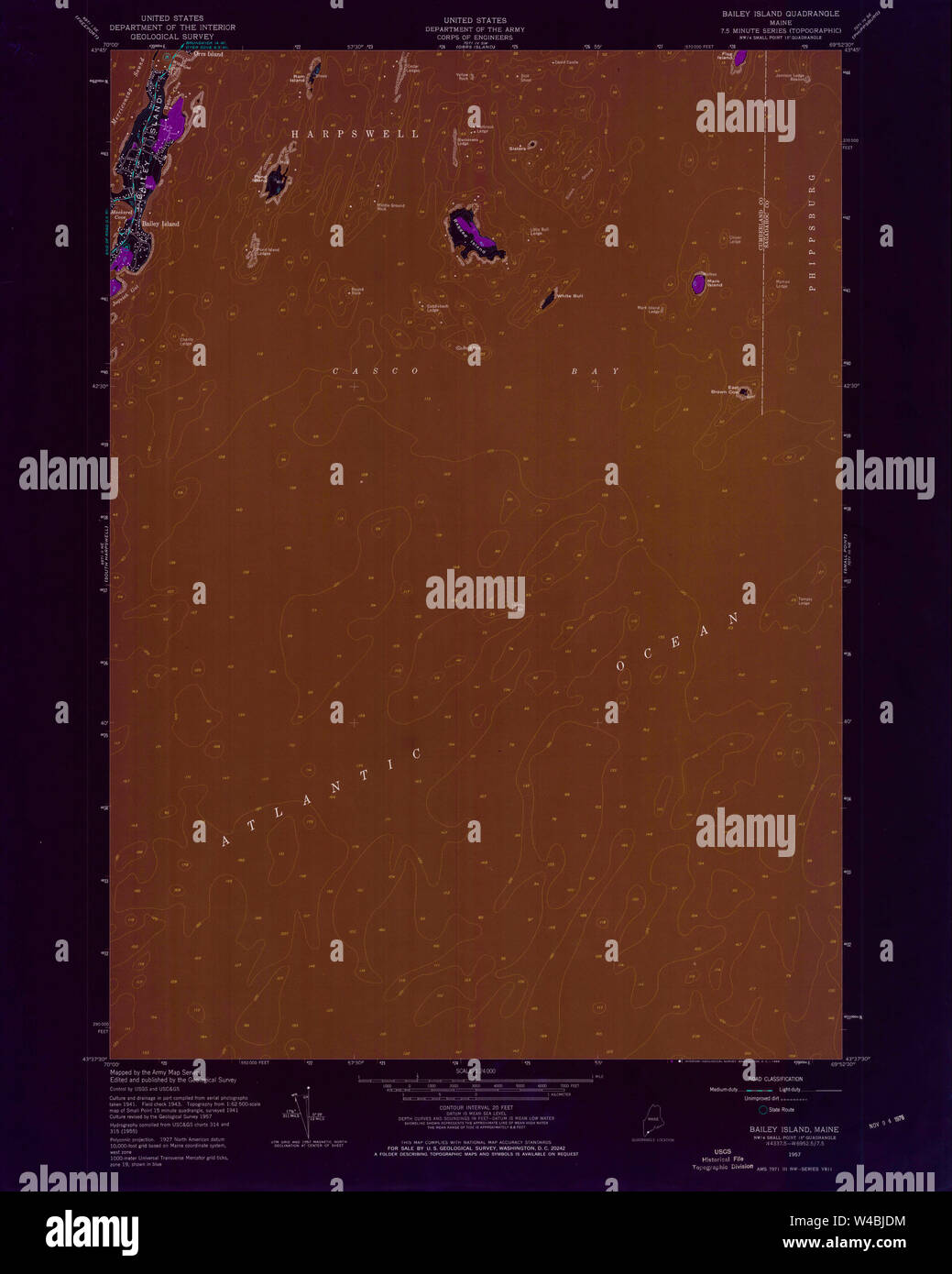 Maine USGS Historical Map Bailey Island 806474 1957 24000 Inversion ...