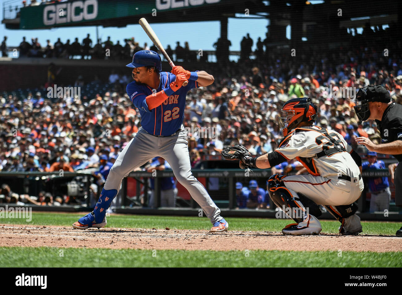 San Francisco, CA. 20th July, 2019. New York Mets first baseman Dominic ...