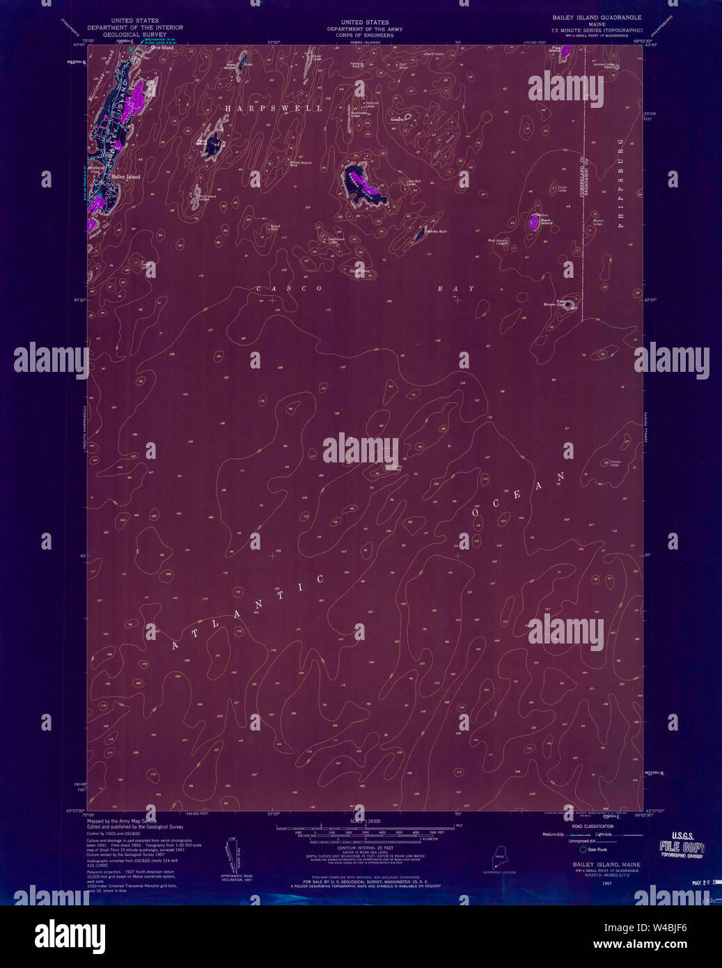 Maine USGS Historical Map Bailey Island 806475 1957 24000 Inversion ...