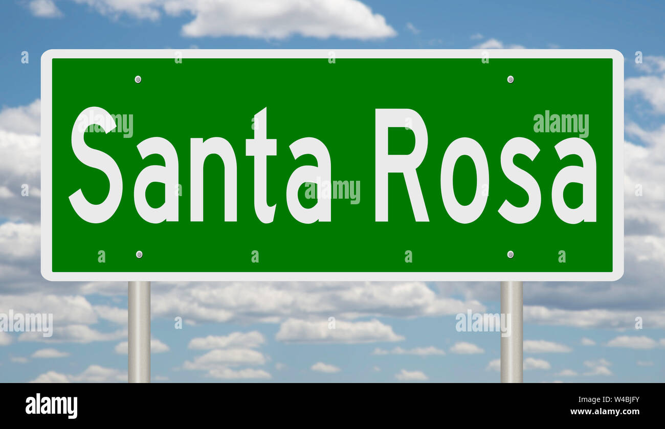Rendering of a green highway sign for Santa Rosa California Stock Photo ...