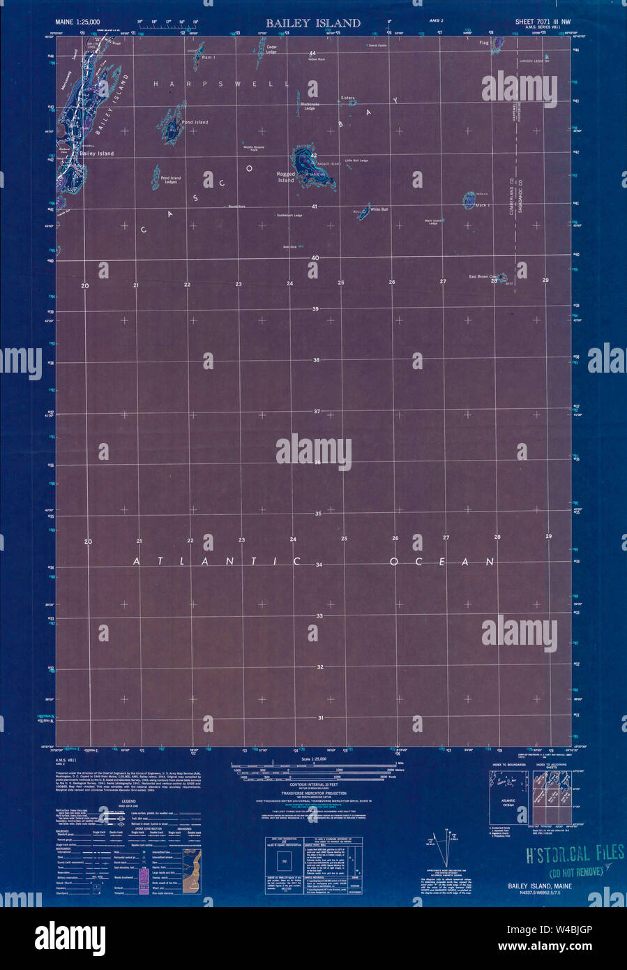 Maine USGS Historical Map Bailey Island 806476 1950 25000 Inversion ...
