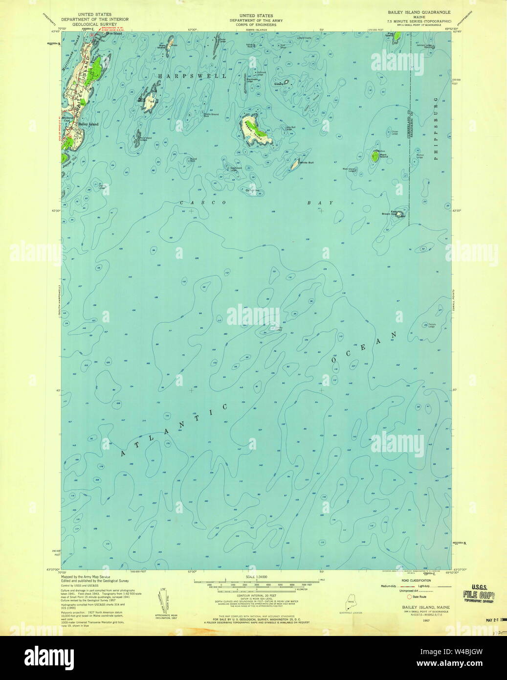 Maine USGS Historical Map Bailey Island 806475 1957 24000 Restoration ...