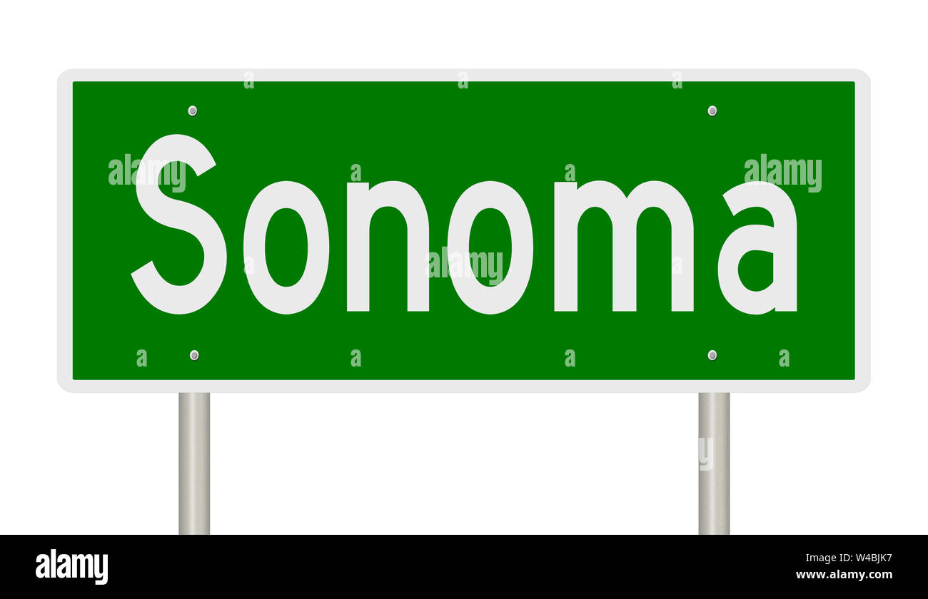 Rendering of a green highway sign for Sonoma California Stock Photo - Alamy