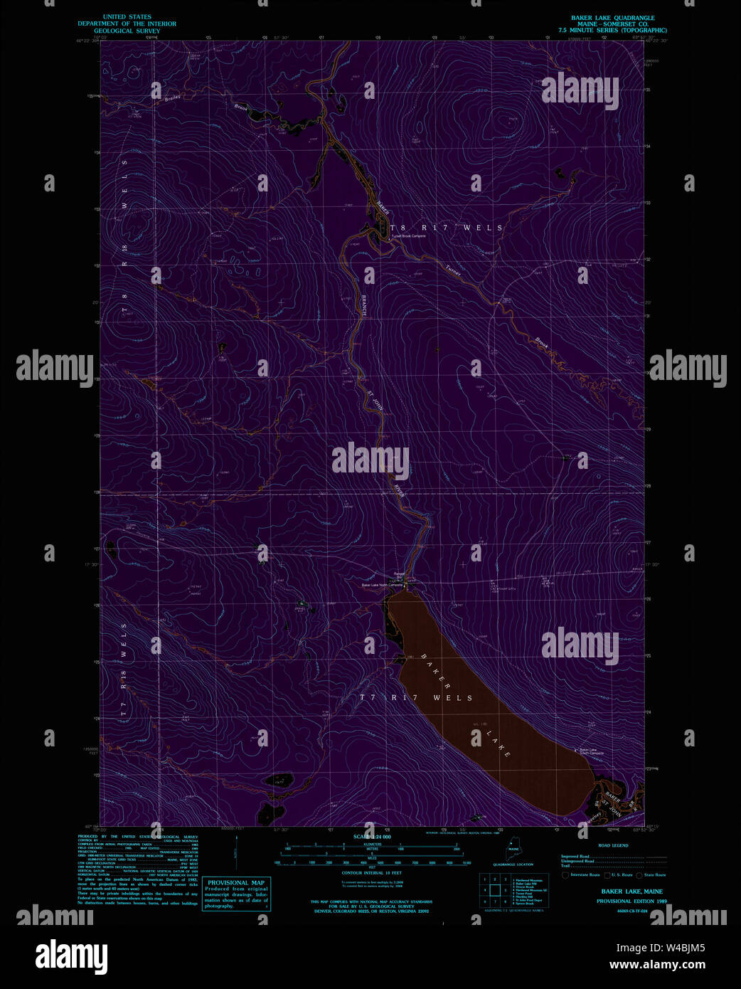 Maine USGS Historical Map Baker Lake 104887 1989 24000 Inversion ...