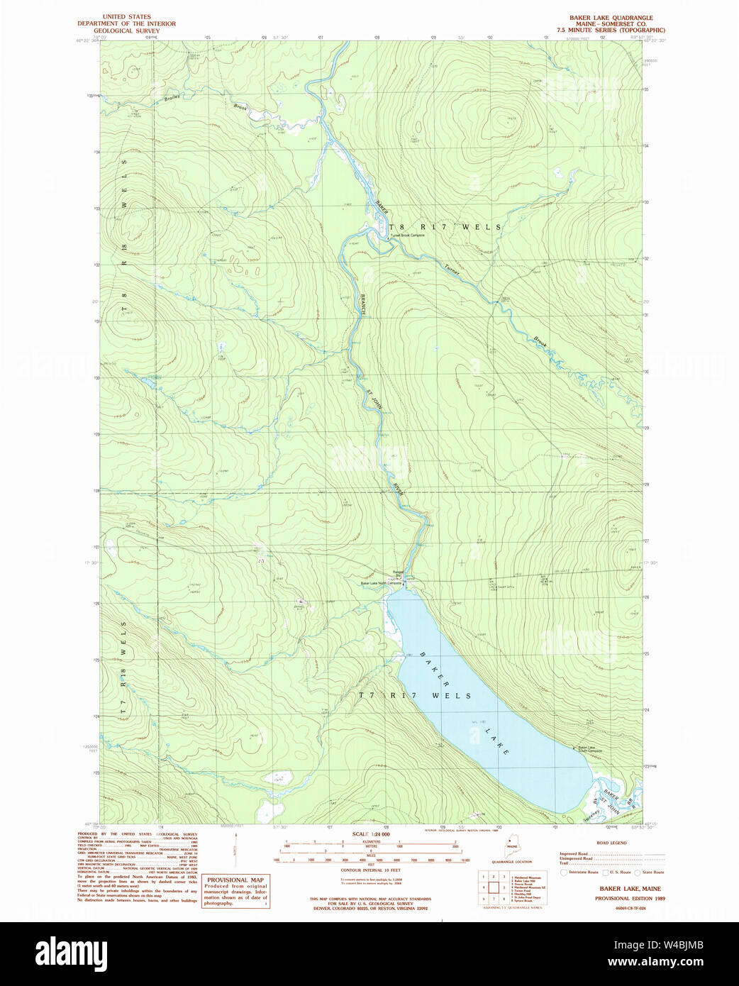 Maine USGS Historical Map Baker Lake 104887 1989 24000 Restoration ...
