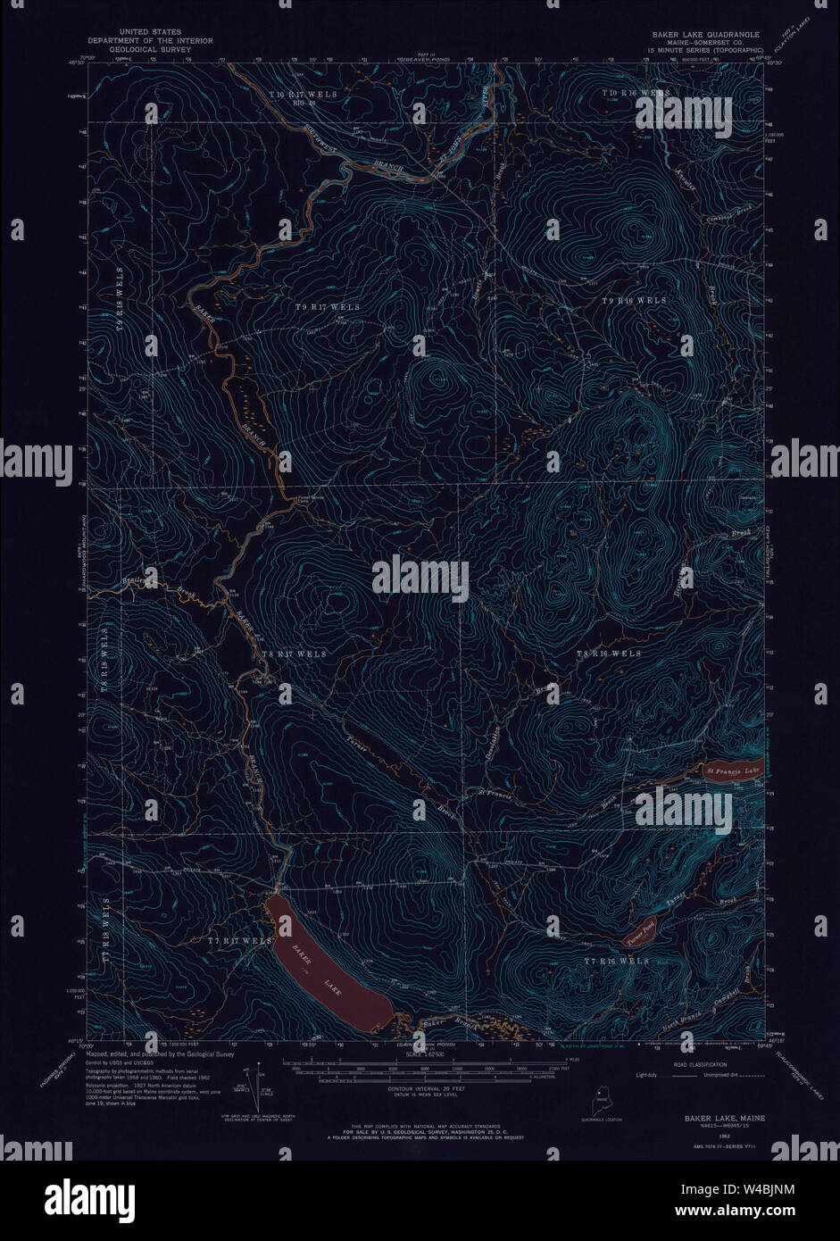 Maine USGS Historical Map Baker Lake 306450 1962 62500 Inversion ...