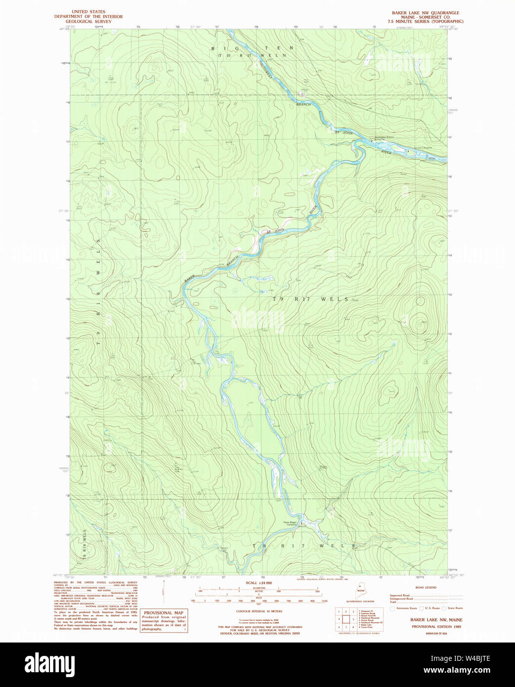Maine USGS Historical Map Baker Lake NW 104886 1989 24000 Restoration ...